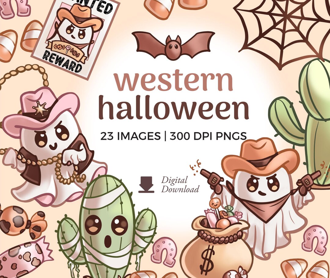 Western Halloween Clipart Illustrations | Wild West Halloween PNG ...