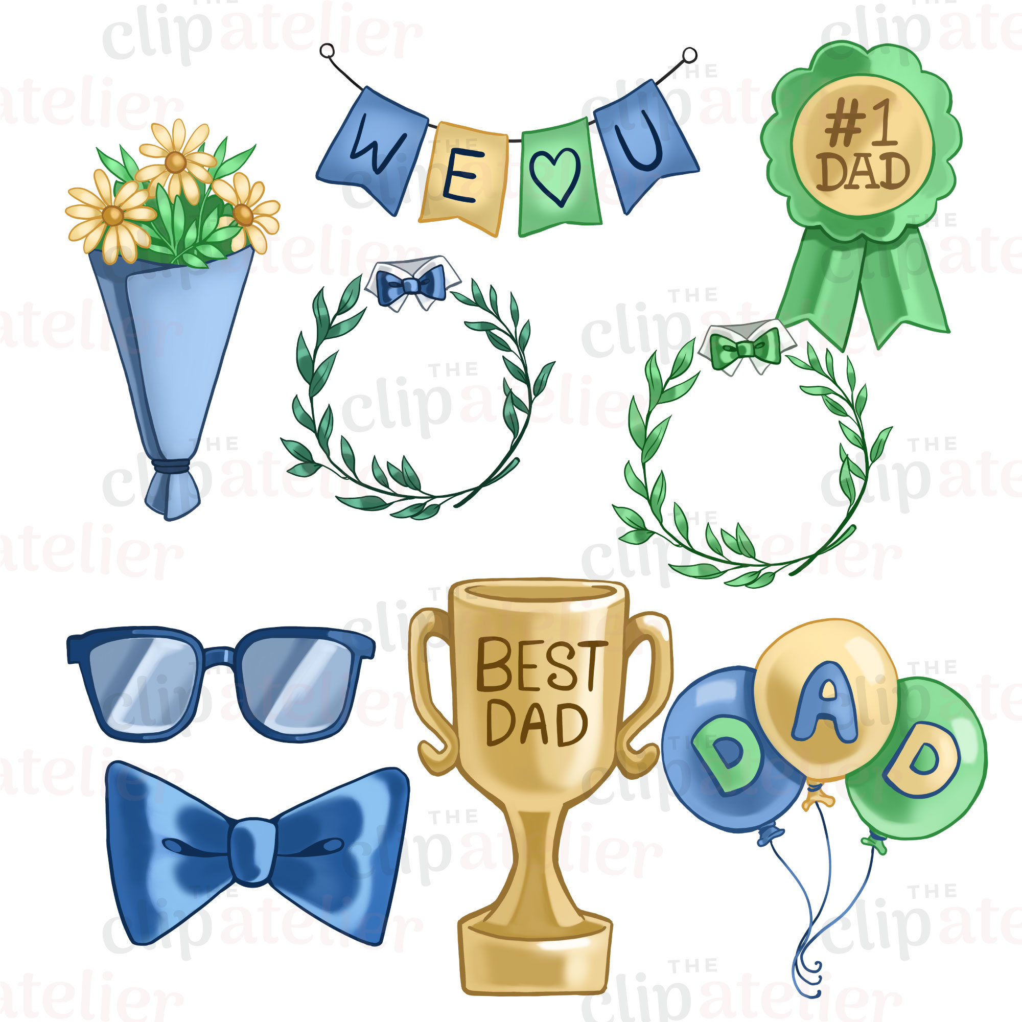 Father's Day Clipart Illustrations Hand Drawn Best Dad PNG Download ...