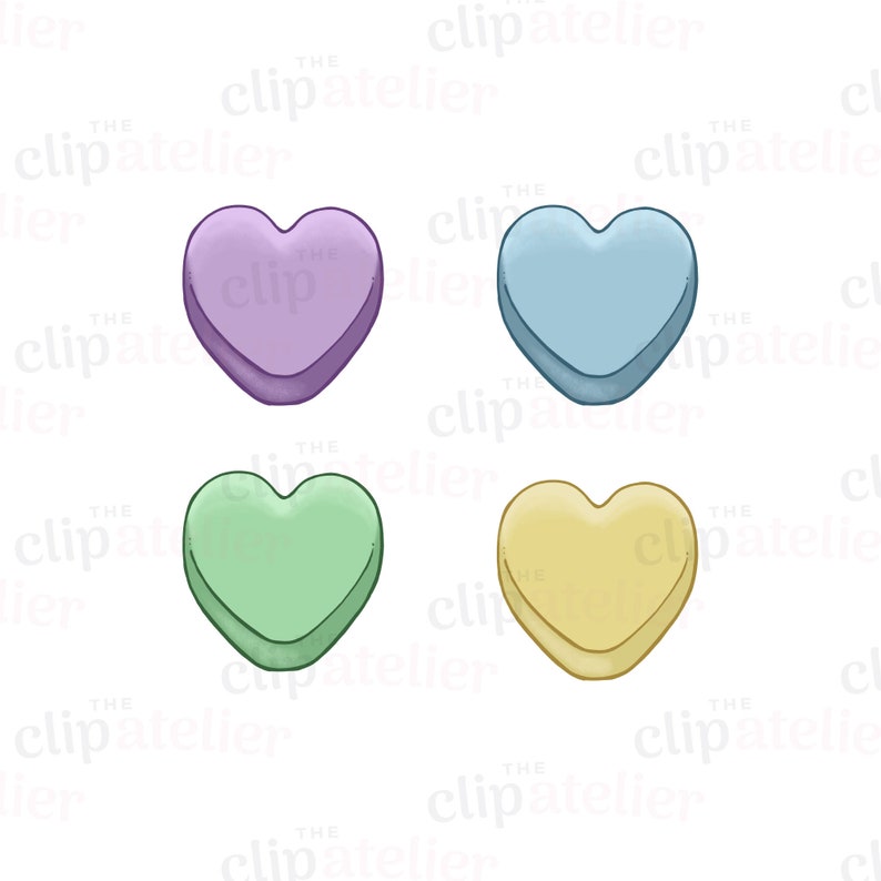 Candy Hearts Clipart Illustrations Valentine's Day PNG Download Cute ...