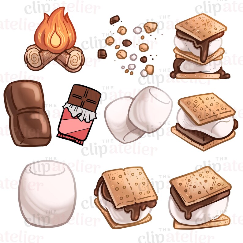 S'mores Clipart Illustrations: Camping Food PNG Images (for Personal ...
