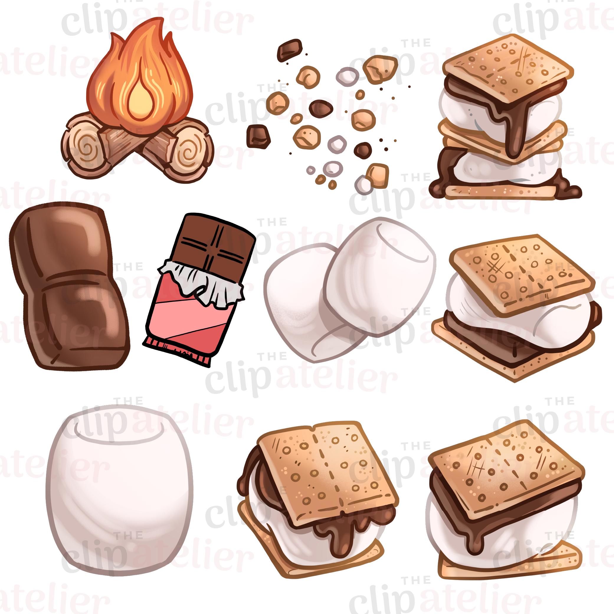 S'mores Clipart Illustrations: Camping Food PNG Images (for Personal ...