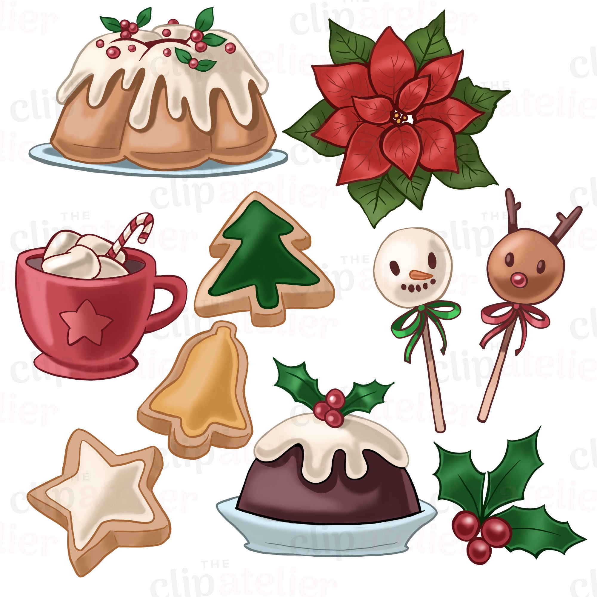 Christmas Treats Clipart Illustrations Holiday Candy Instant - Etsy