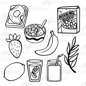 Morning Routine Line Art Clipart: Hand-drawn Planner PNG Images ...