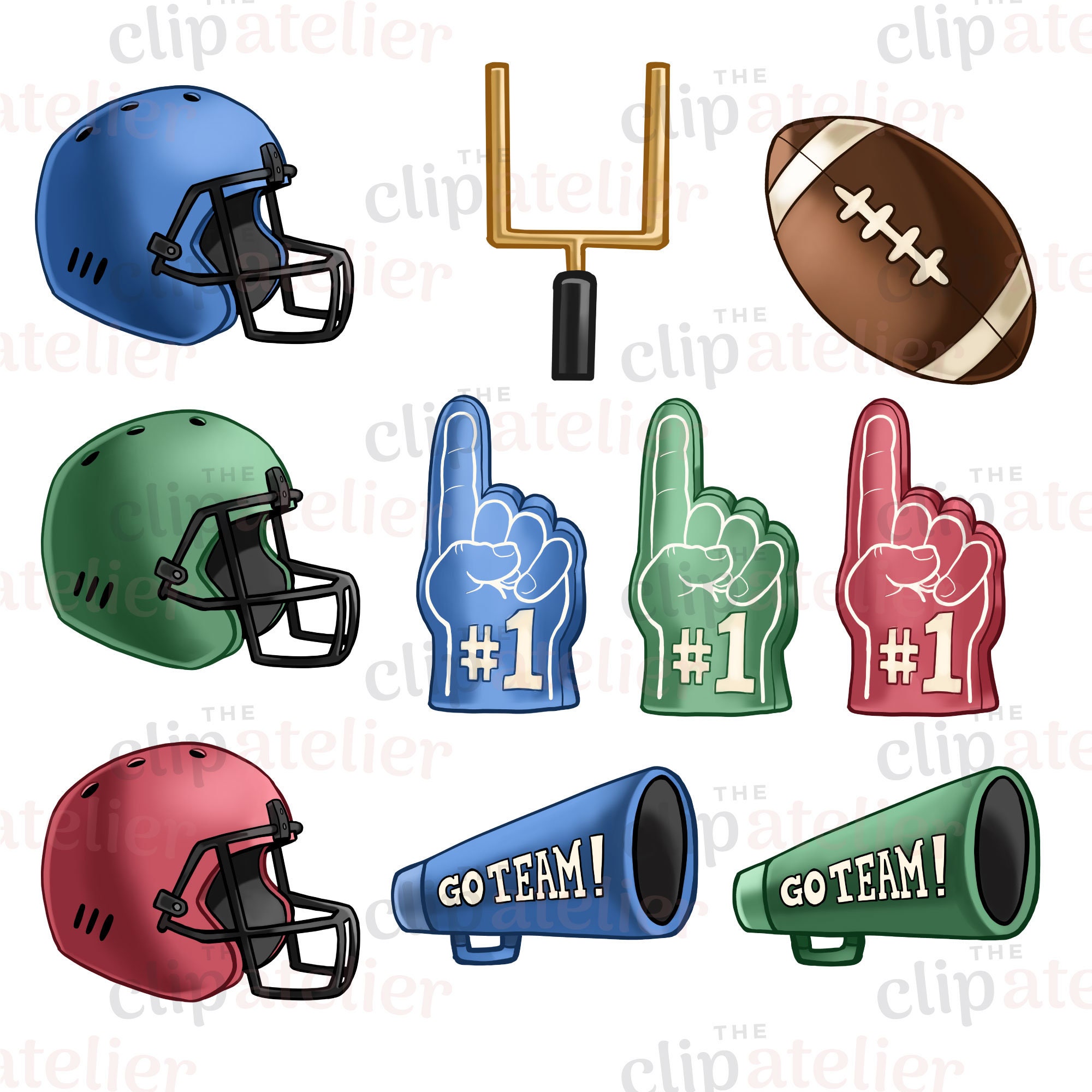 Football Party Clipart: Helmet, Pizza, Beer Graphics (PNG Download) - Etsy