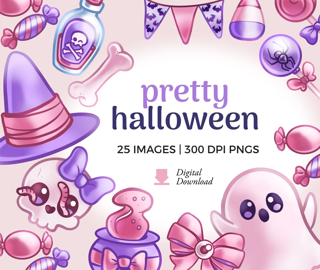Pretty Halloween Clipart Illustrations | Kawaii Halloween PNG Download ...