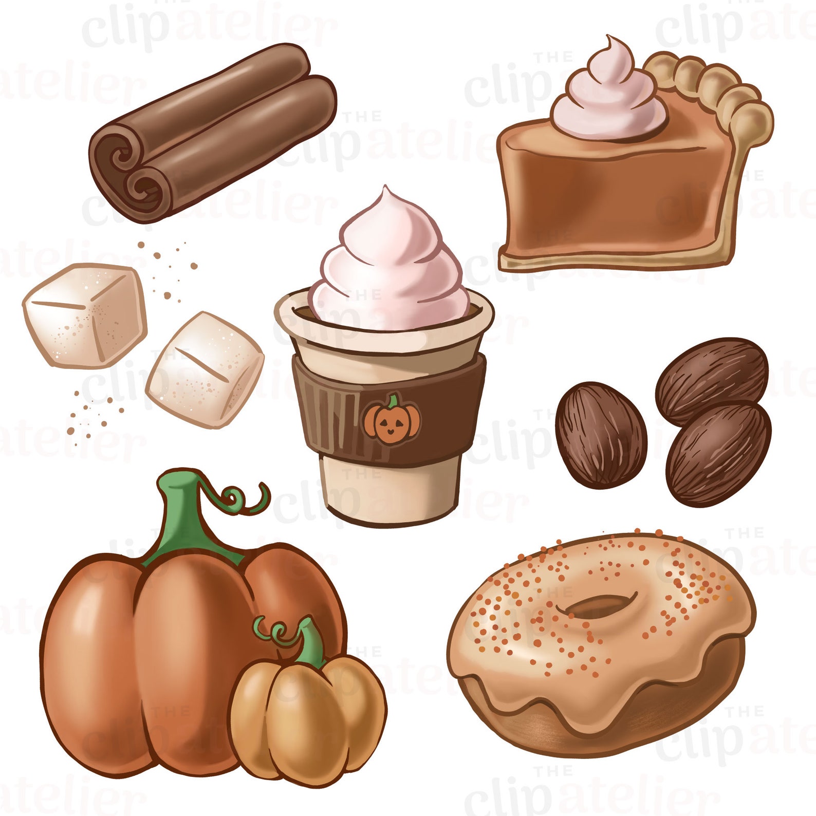 Pumpkin Spice Clipart Illustrations Autumn Clip Art Instant - Etsy