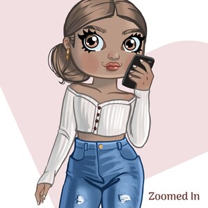 Ripped Denim Jeans Fashion Girl Clipart Chibi Fashion Girl - Etsy