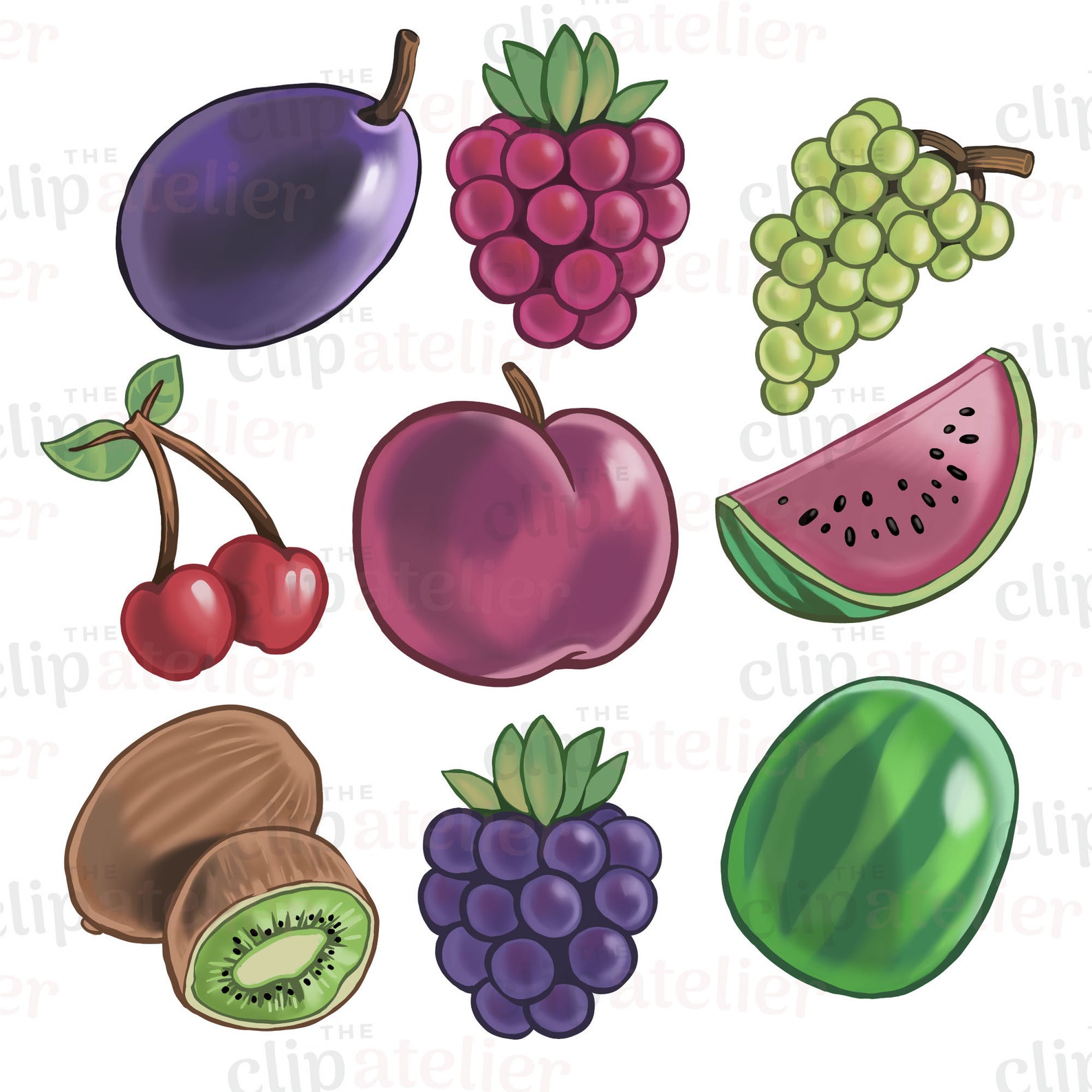 Fruit Clipart | Apple, Banana, Grape & Various Fruit Illustrations ...