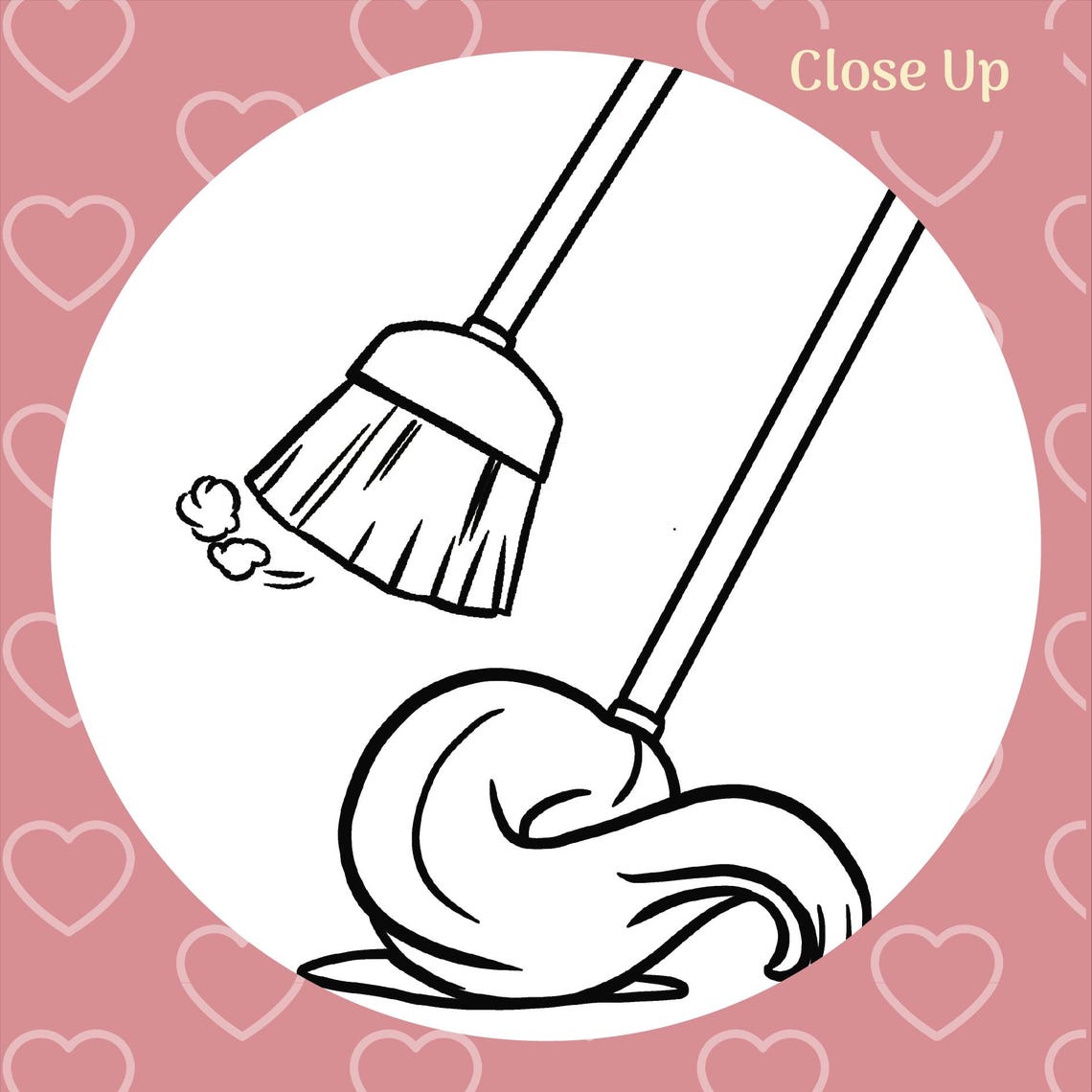 House Chores Line Art: Minimalist Cleaning Clipart PNG Drawings ...