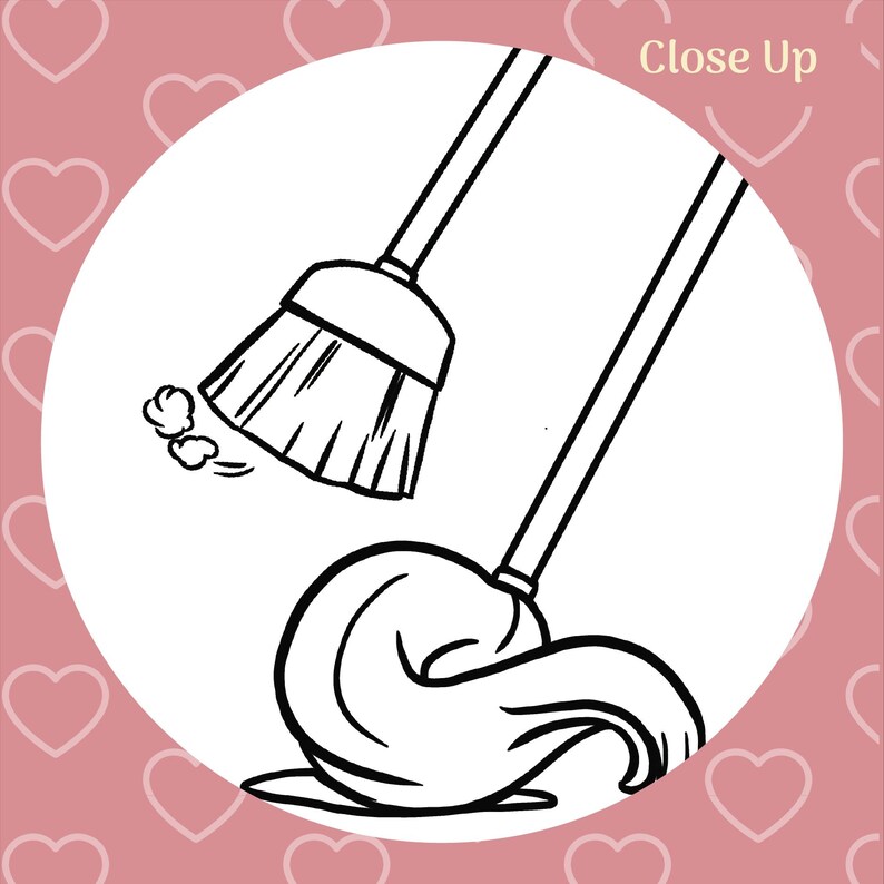 House Chores Line Art: Minimalist Cleaning Clipart PNG Drawings ...