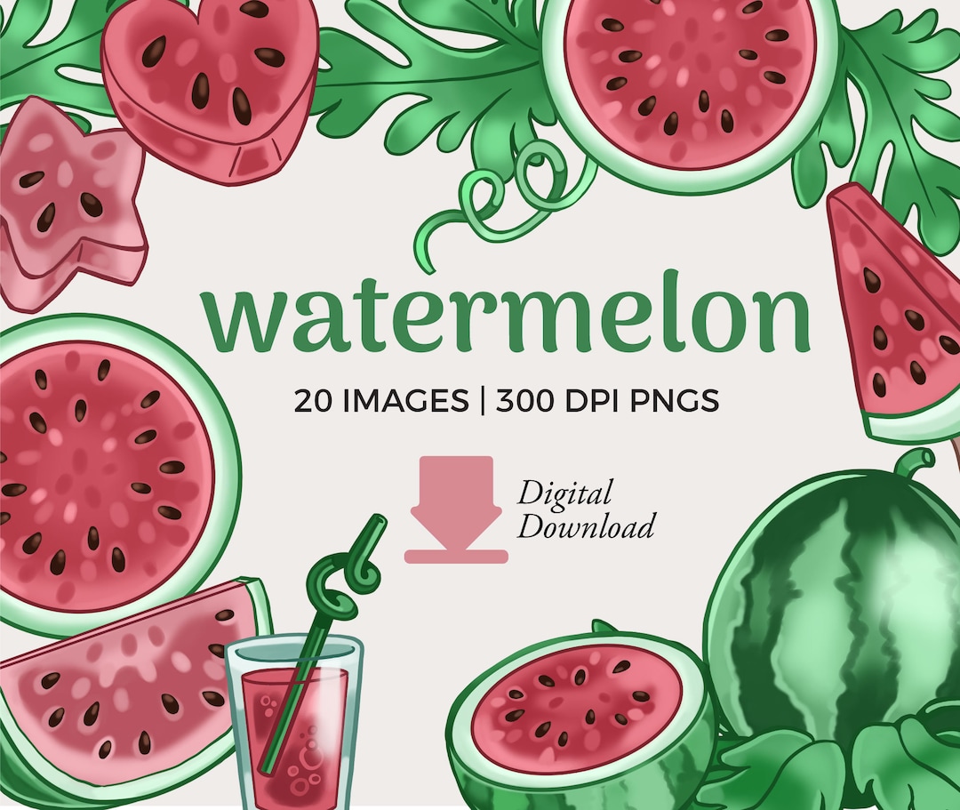 Watermelon Clipart | Commercial Use Summer Fruit Illustrations (PNG ...