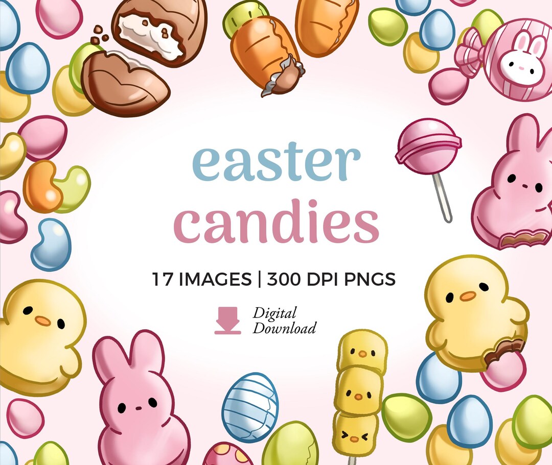 Easter Candy Clipart: Chocolate Eggs, Marshmallow Treats & Lollipops ...