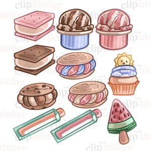 Summer Desserts Clipart Illustrations | Ice Cream Treats Digital ...