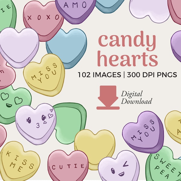 Candy Heart Clipart - Etsy