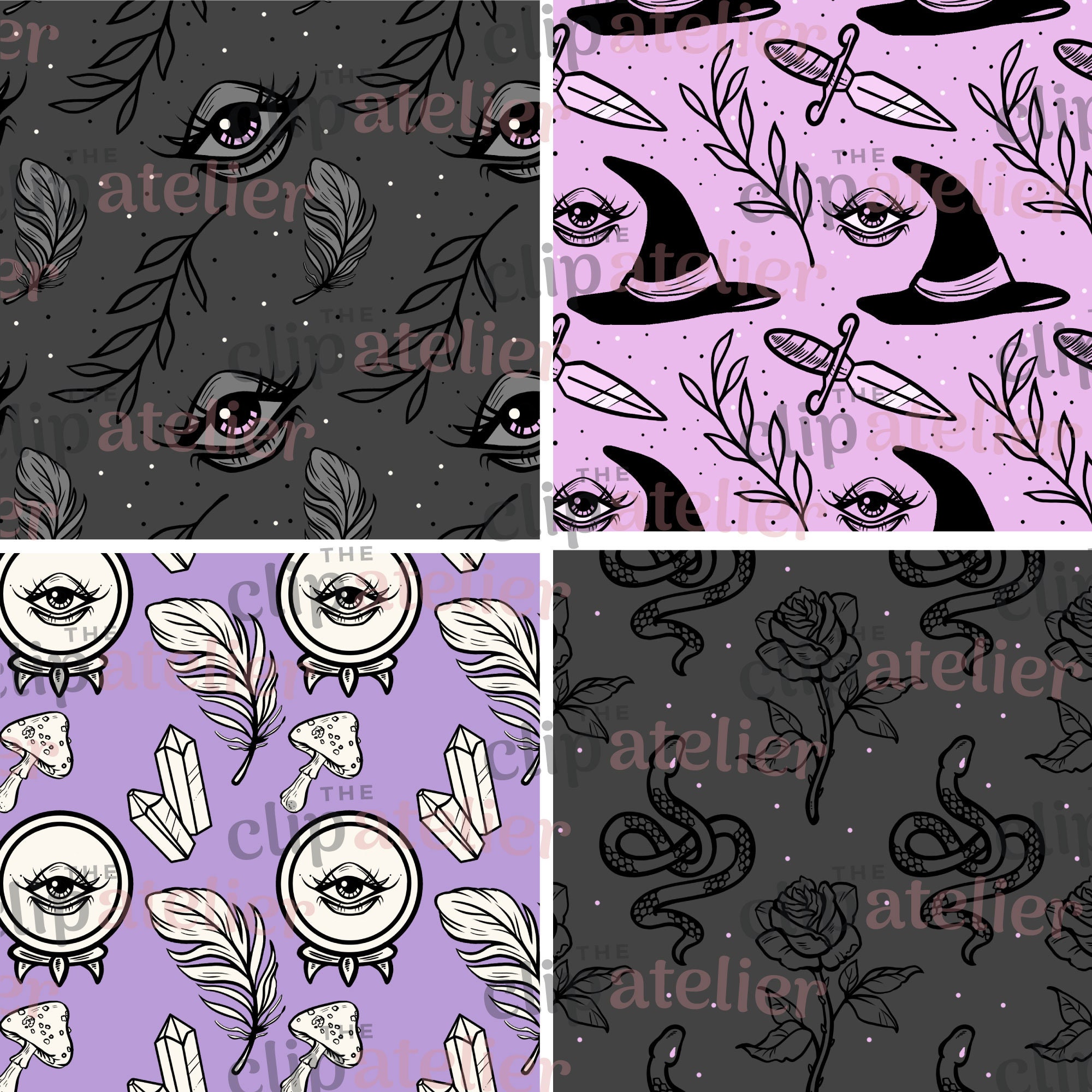 Witch Seamless Patterns Witch Digital Paper Pack Skull and - Etsy