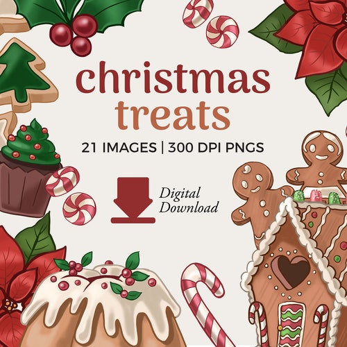 Christmas Treats Clipart Illustrations Holiday Candy Instant - Etsy