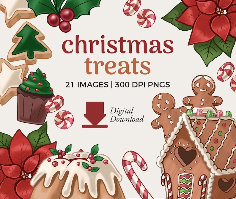 Christmas Treats Clipart Illustrations | Holiday Candy Instant Download ...