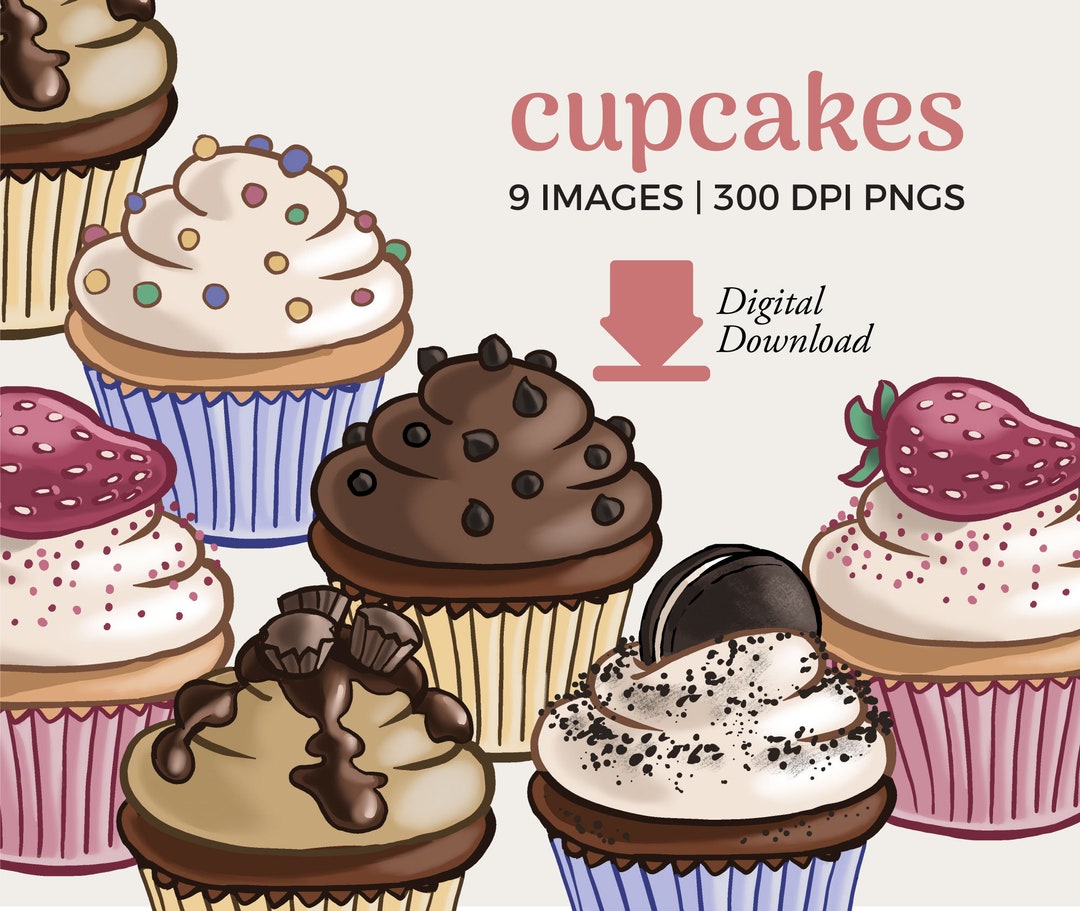 Cupcake Clipart Illustrations | Sweet Treat Instant Download | Dessert ...