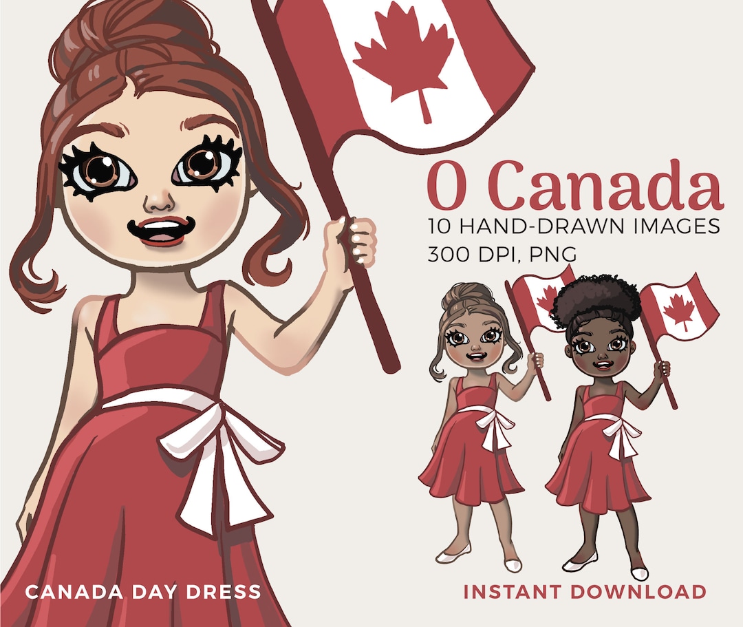 Canada Day Fashion Doll Clipart Illustration | Red Dress Clipart ...