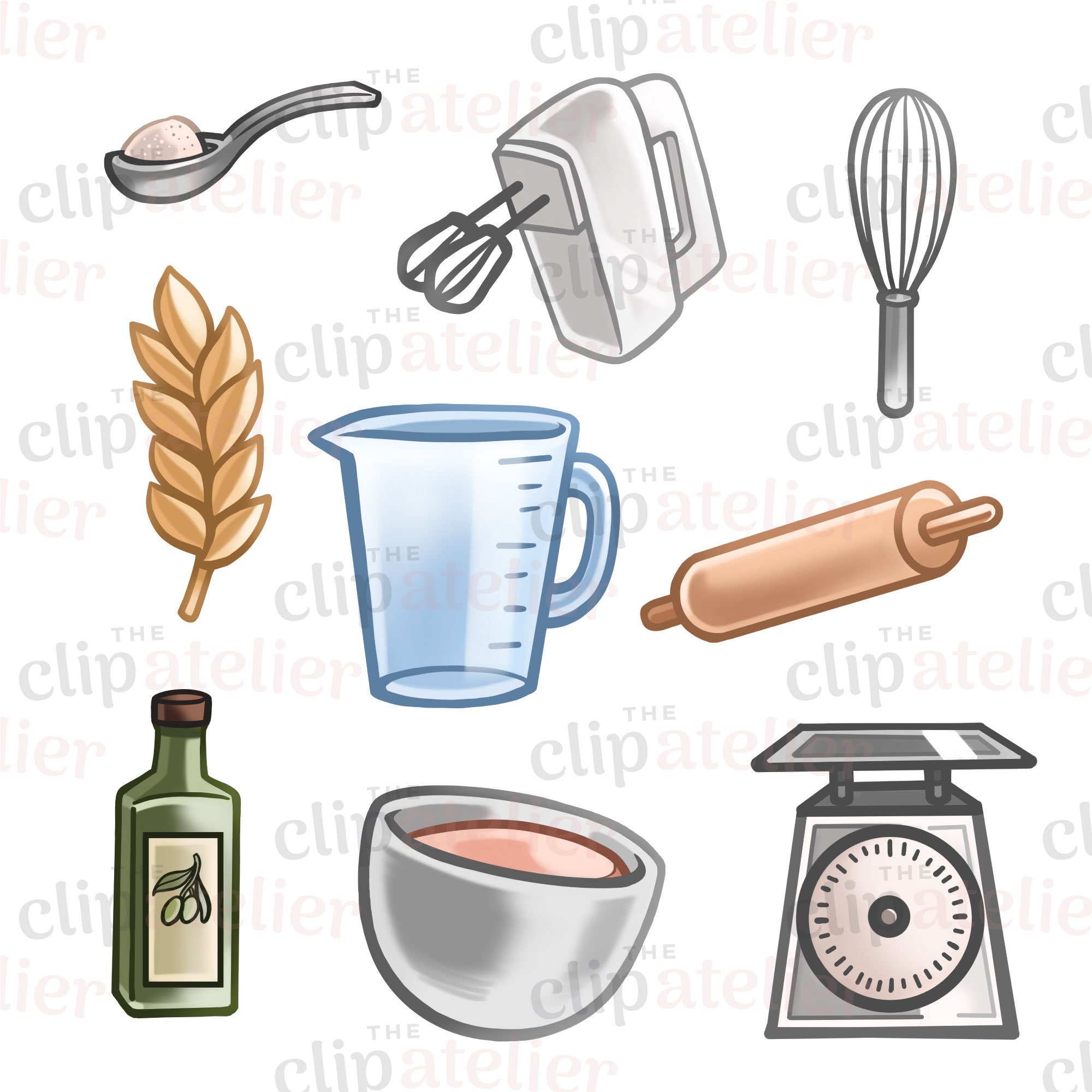 Baking Clipart Illustrations Bakery PNG Download Baking - Etsy