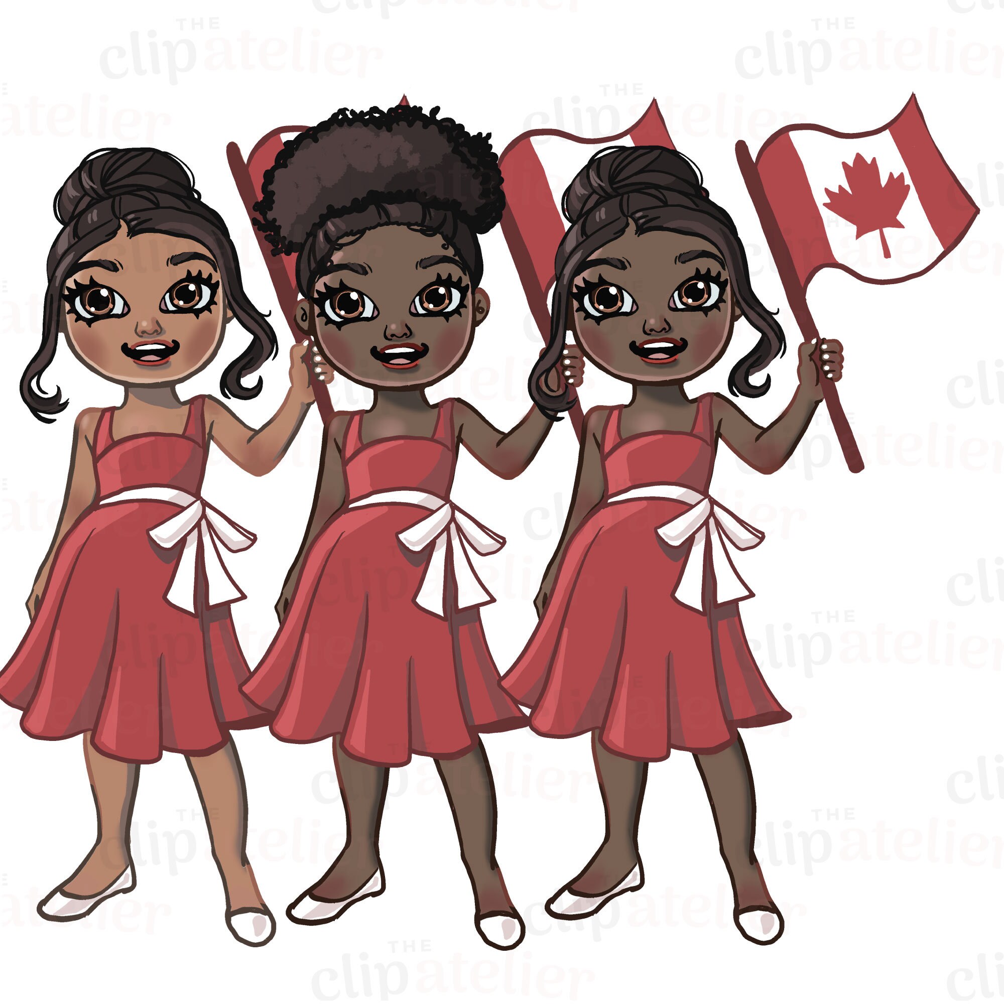Canada Day Fashion Doll Clipart Illustration Red Dress Clipart Fashion ...