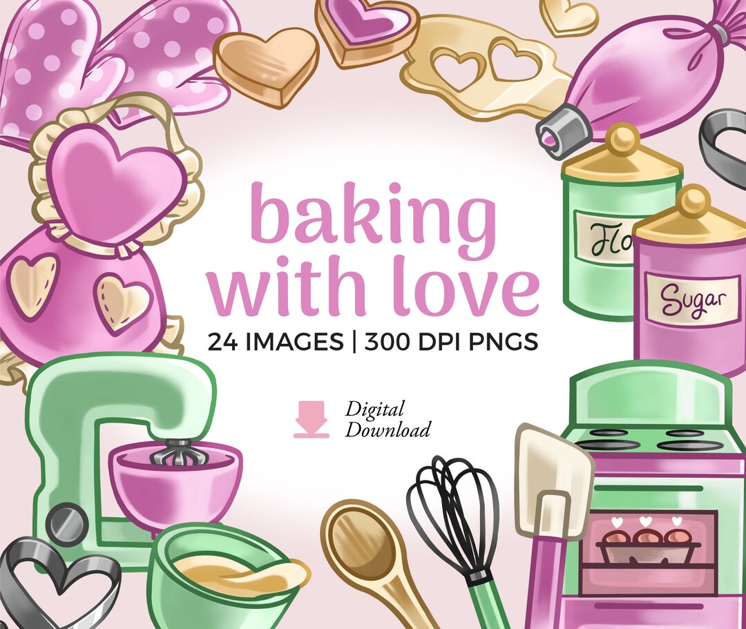 Home Baking Clipart Illustrations | Cute Baker PNG Download | Kitchen ...