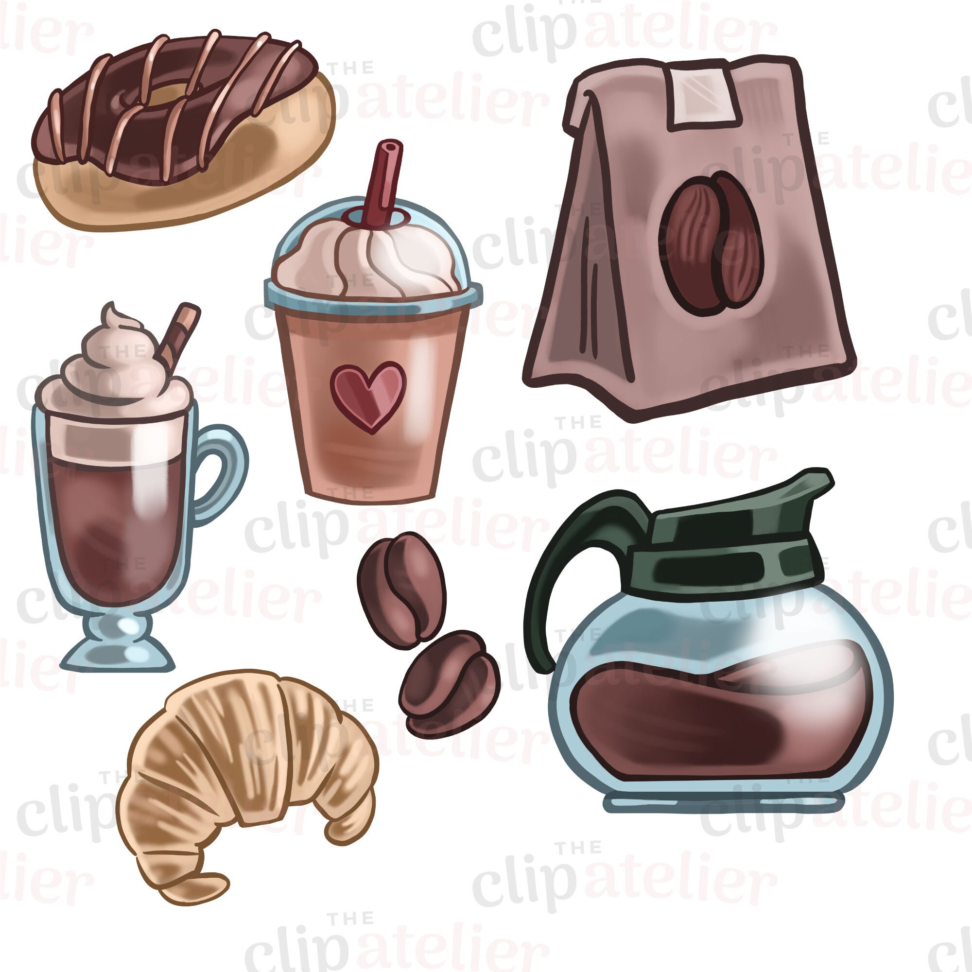 Coffee Clipart Illustrations Coffee Shop PNG Instant Download Coffee ...