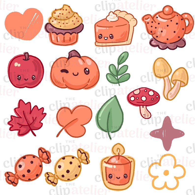 Kawaii Ghosts Clipart | Spooky Cute Fall Clipart PNG Illustrations ...