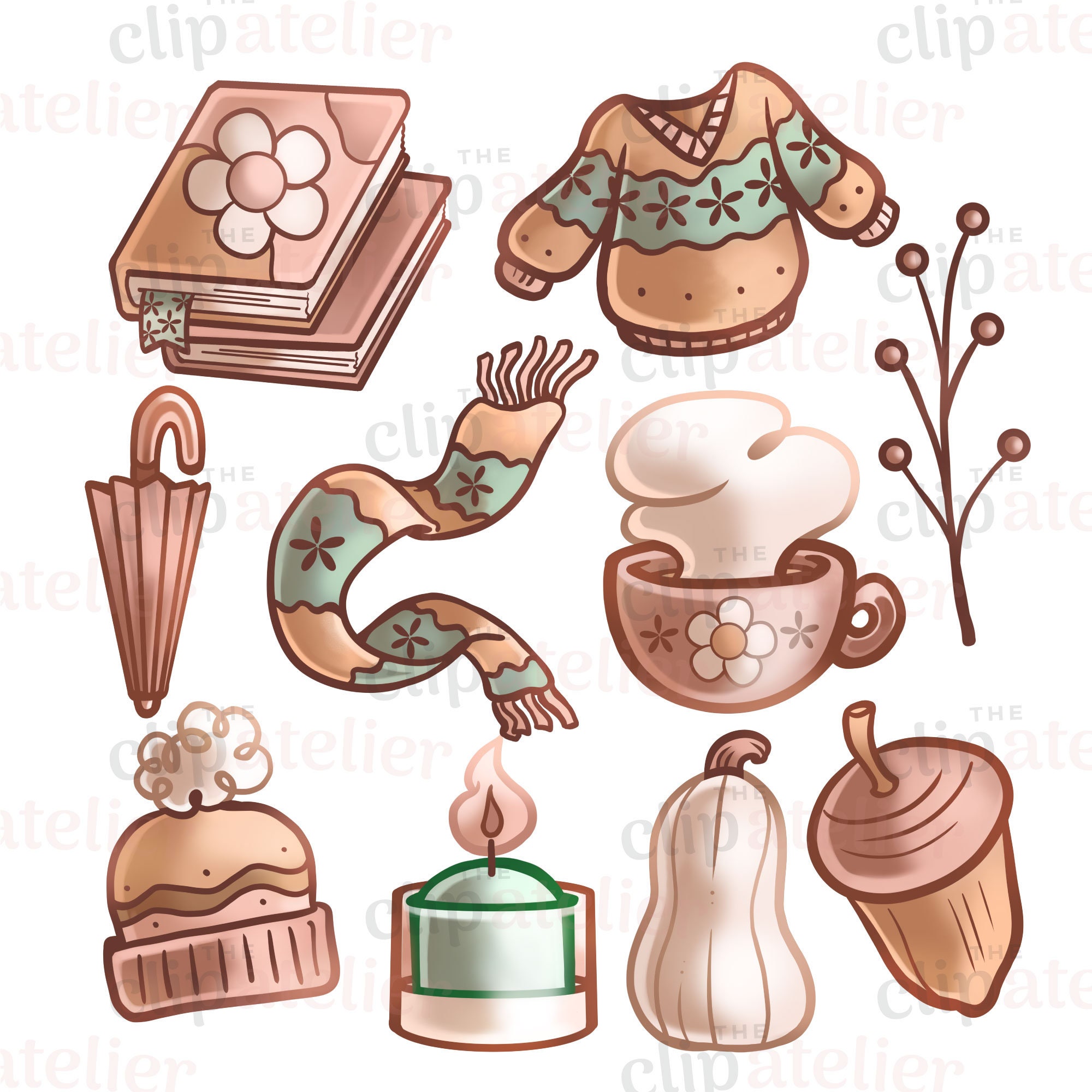 Boho Fall Clipart Illustrations | Autumn Graphics PNG Download ...
