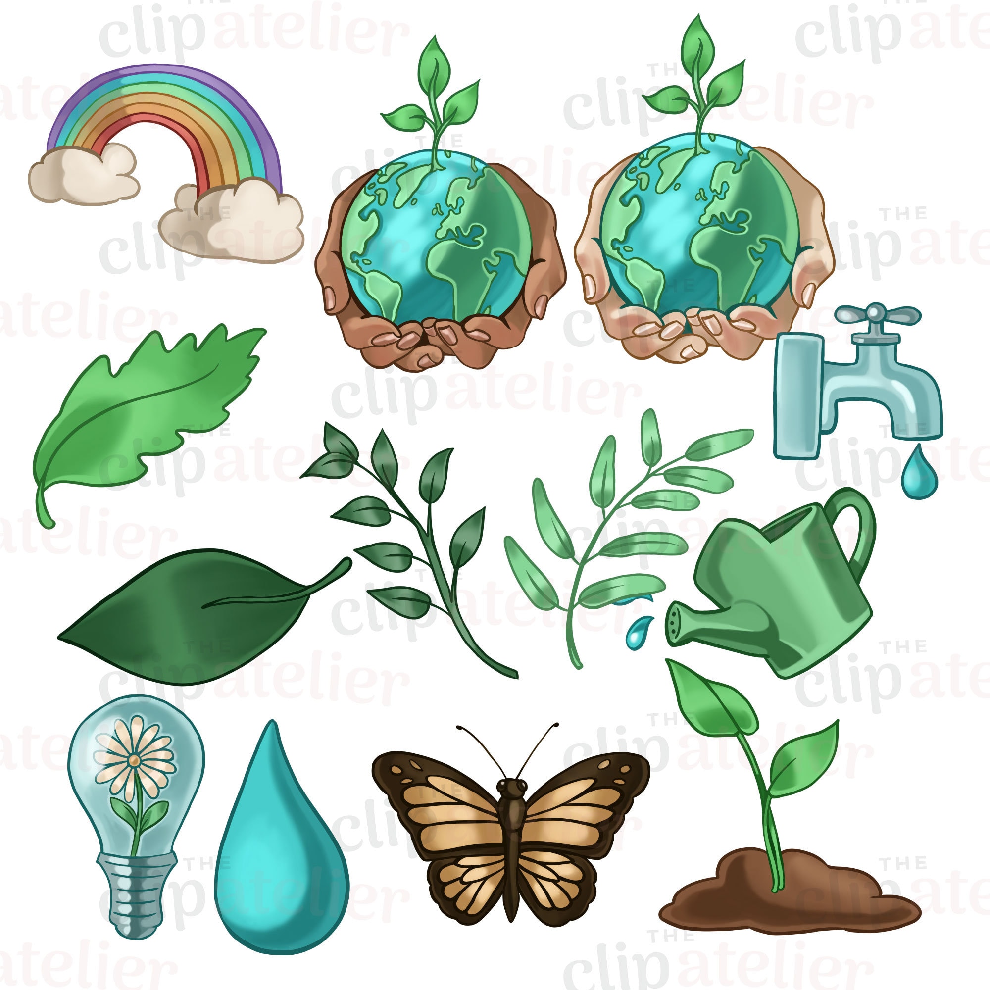 Earth Day Clipart Illustrations Save the Earth PNG Download - Etsy