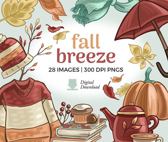 Autumn Clipart Images Fall Leaves PNG Download Cozy - Etsy