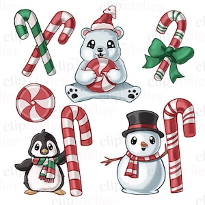 Cute Candy Cane Clipart Illustrations | Festive Holiday Clip Art ...