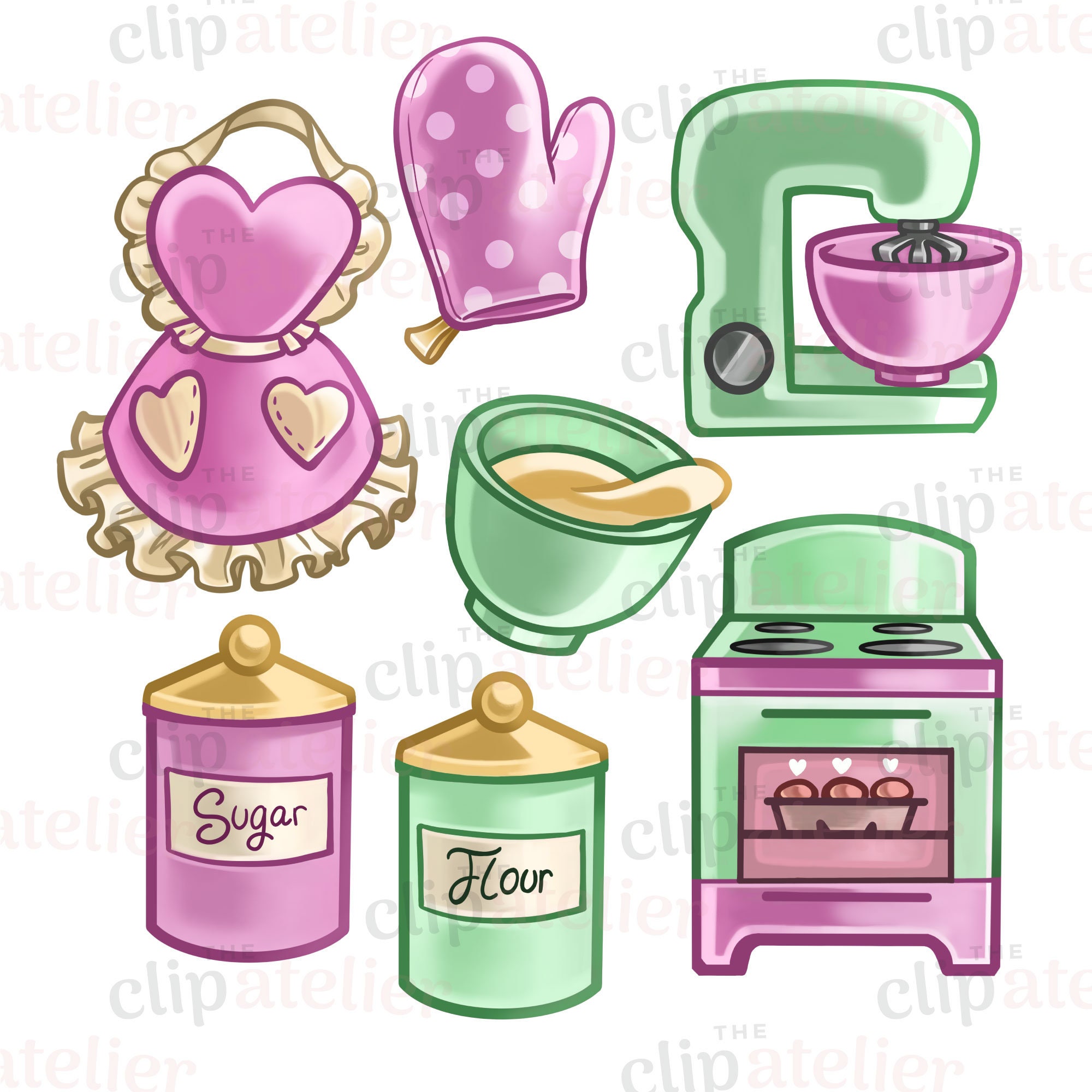 Home Baking Clipart Illustrations | Cute Baker PNG Download | Kitchen ...
