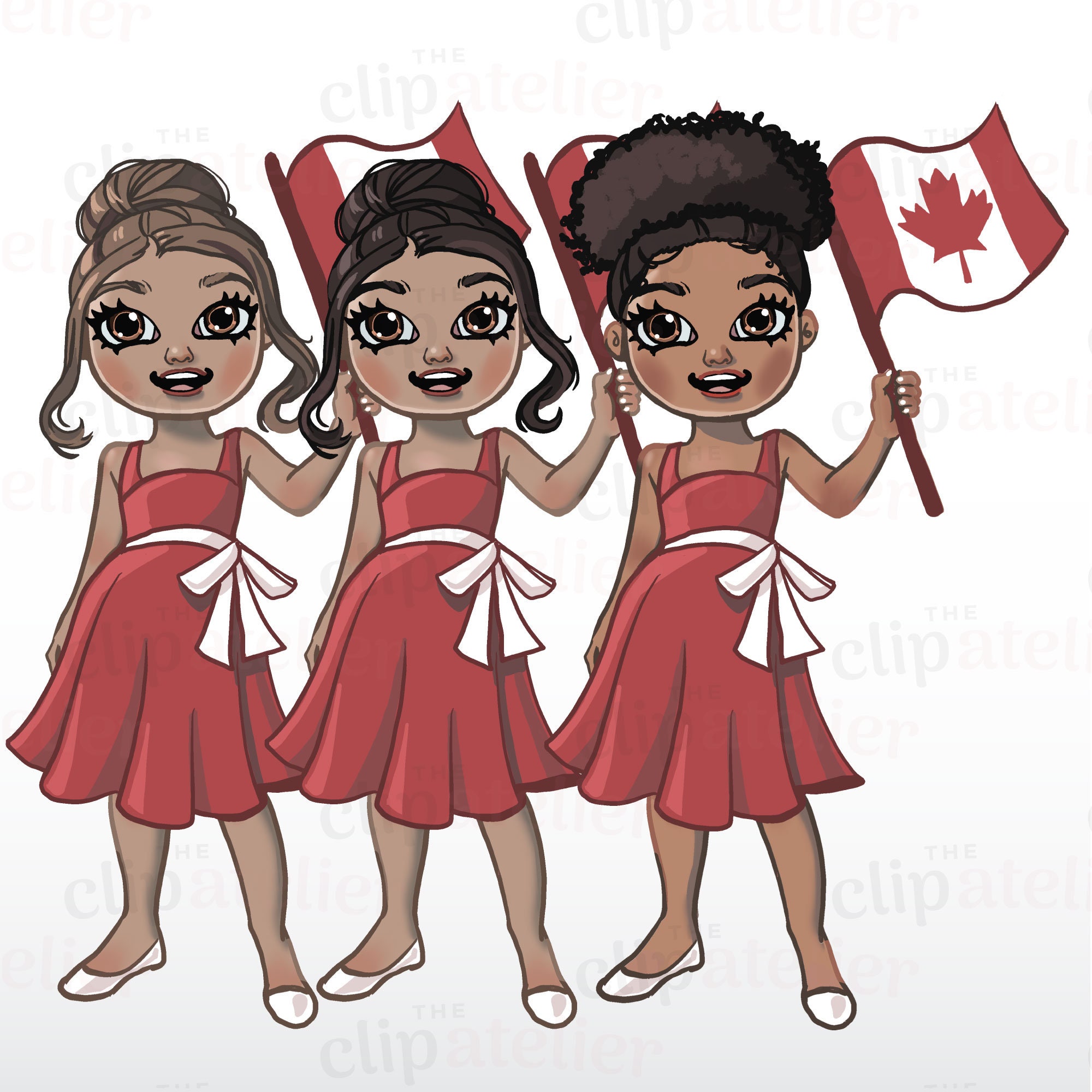 Canada Day Fashion Doll Clipart Illustration Red Dress Clipart Fashion ...
