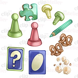 Game Night Clipart Clipart Illustrations: Board Games, Chess, Cards, Dice (PNG Download) - Etsy