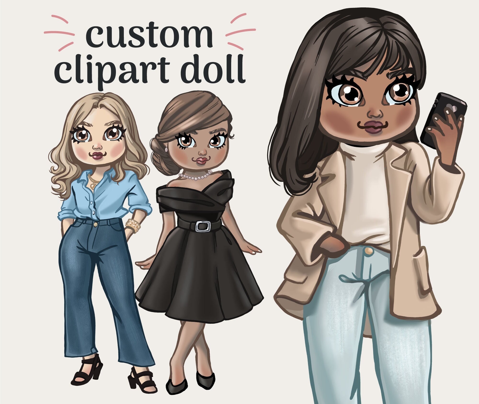 Custom Digital Fashion Doll | Custom Clipart Commission | Digital ...