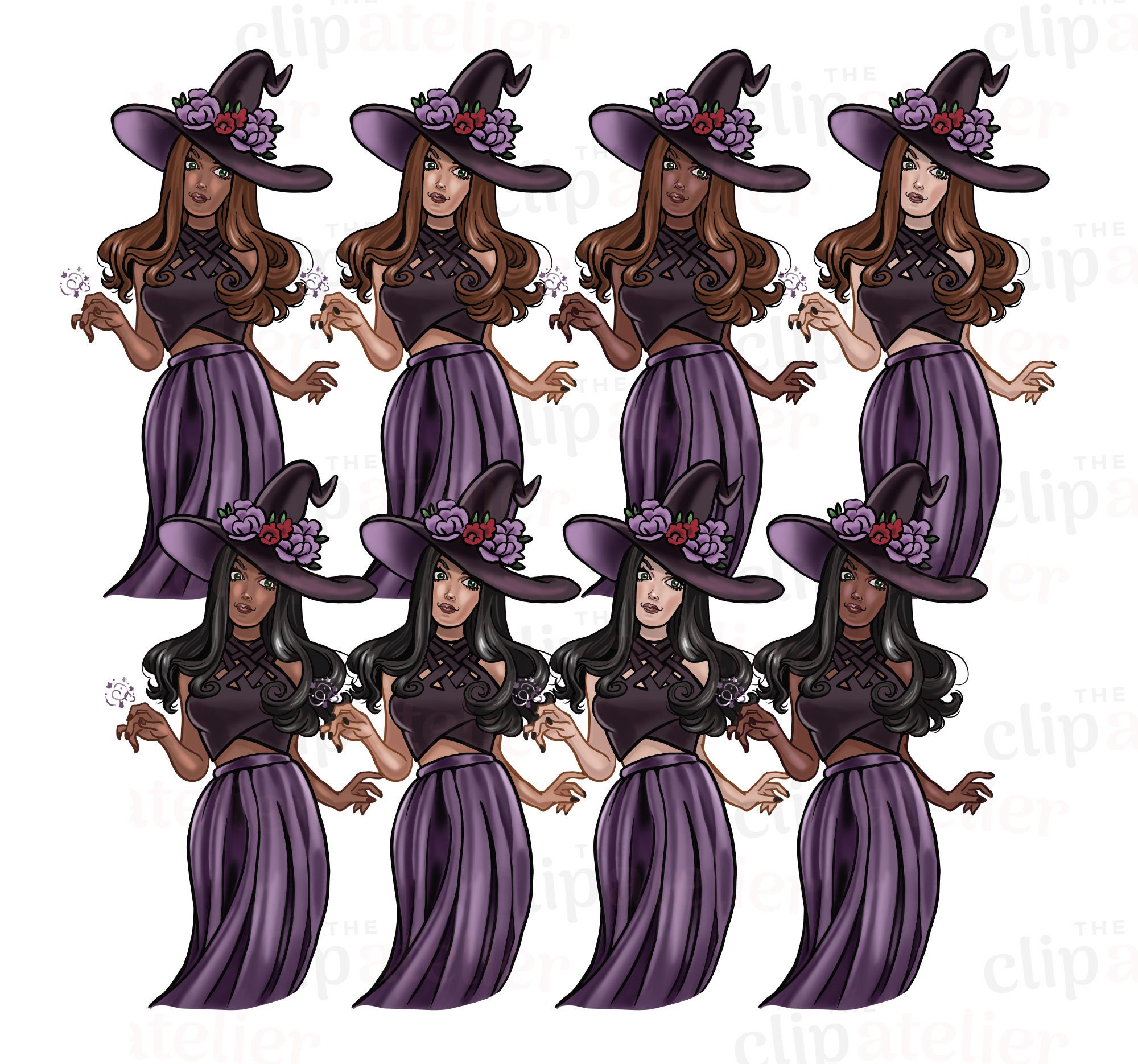 Witch Planner Girl Clipart: Halloween Witchy Apothecary, Potions ...