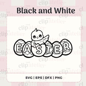 Happy Easter Chick SVG Clipart Image | Hand Drawn PNG & Vector Graphics ...