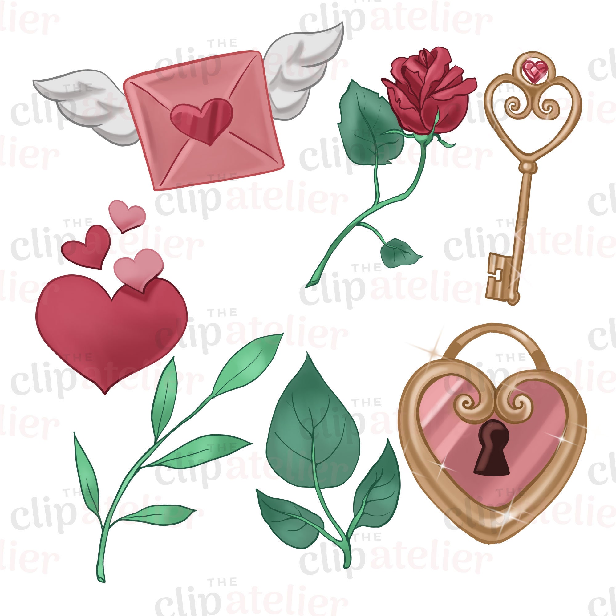 Valentine's Day Clipart Illustrations Red Roses Clip Art - Etsy