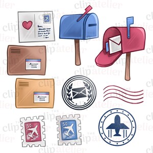 Mail Clipart Illustrations: Delivery Truck, Letters, Stamps (PNG ...