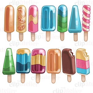 Popsicle Clipart Illustrations | Ice Lolly Digital Download | Ice Cream ...