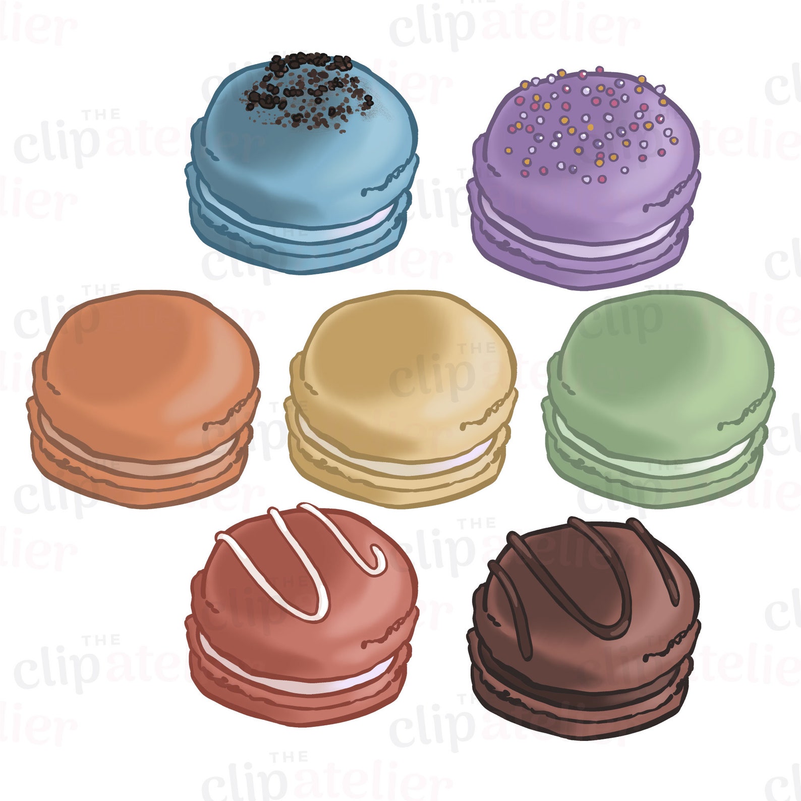 Macarons Clipart Illustrations Sweet Treat Instant Download Dessert ...