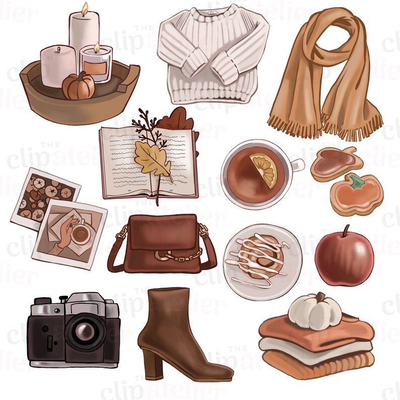Fall Planner Girl Clipart Sweater Weather Clipart Collection | Etsy