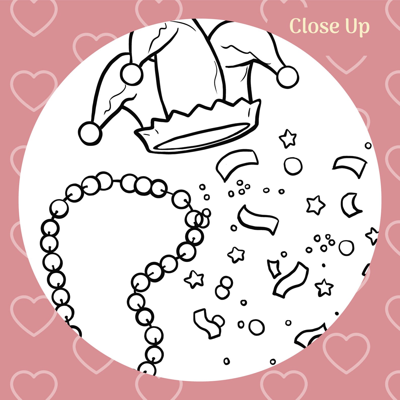 Mardi Gras Line Art Clipart: Masks, Beads & King Cake Drawings (pngs ...