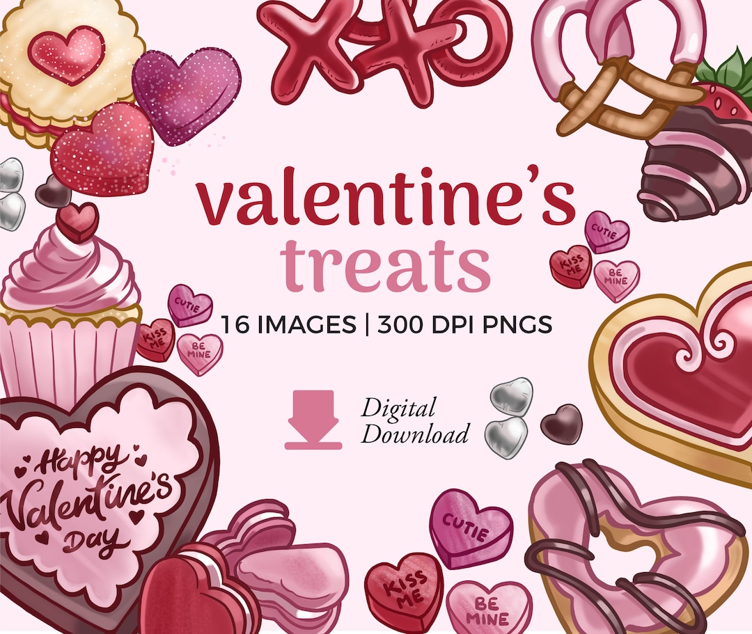 Valentine Treats Clipart Illustrations | V-day Candy Instant Download ...