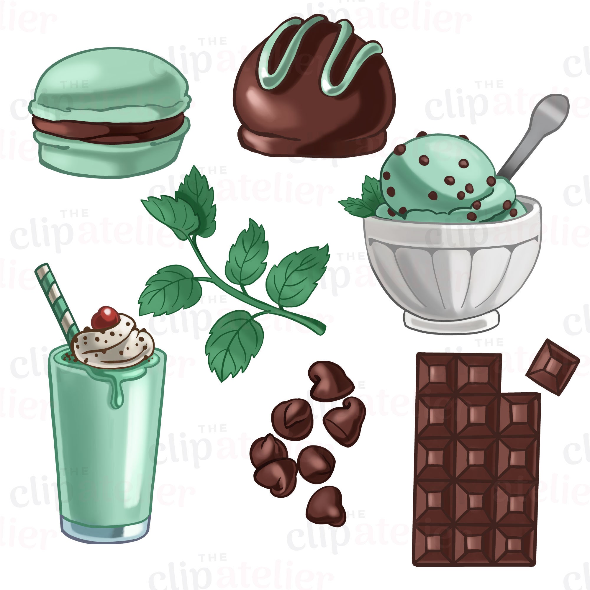Mint Chocolate Dessert Clipart Chocolate Cake Png Instant Download Mint ...