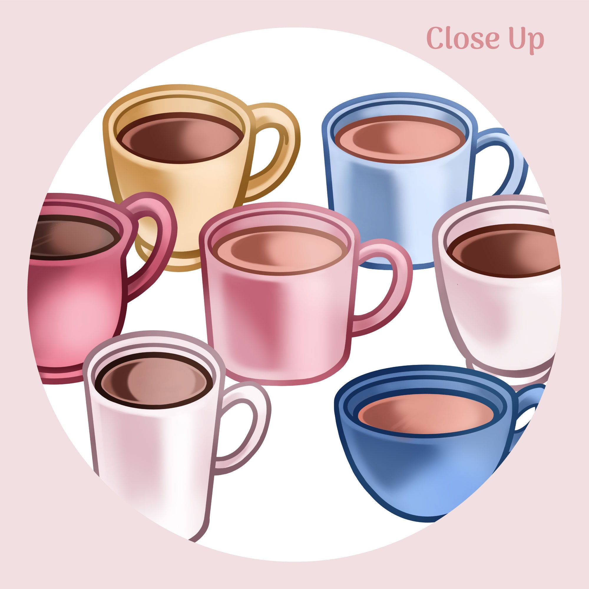 Coffee Mugs Clipart Illustrations Coffee Time PNG Digital Download Mugs ...