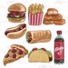 Junk Food Clipart: Burger, Pizza, Taco, Chips & Soda PNG Illustrations ...