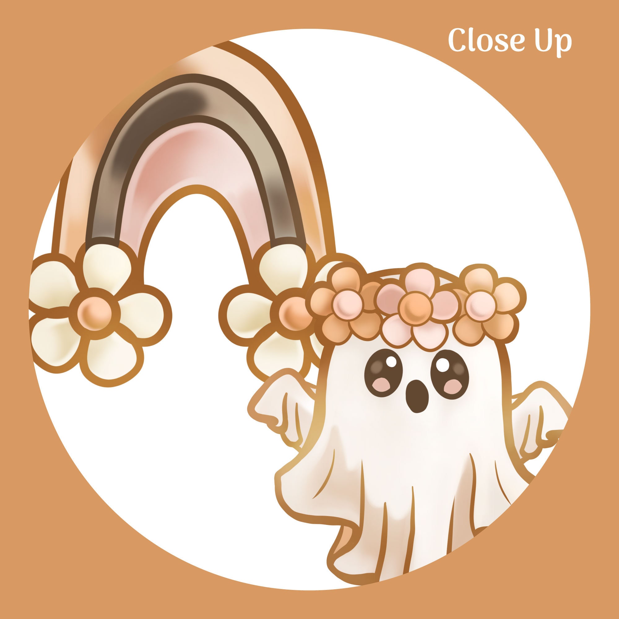 Boho Halloween Clipart: Kawaii Groovy Ghost & Pumpkin Graphics (PNG ...
