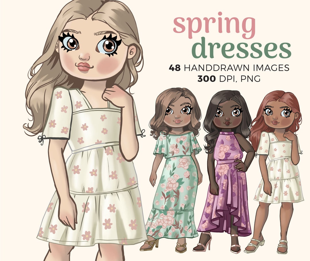 Spring Dresses Fashion Girl Clipart | Spring Fashion Doll Clipart ...